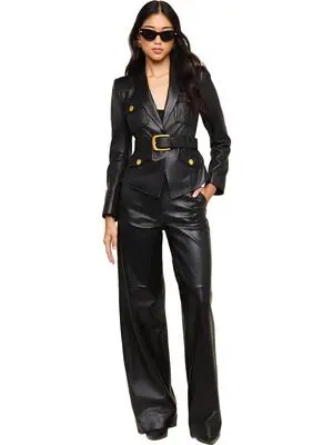 L'Agence Livvy Leather Trouser - Black