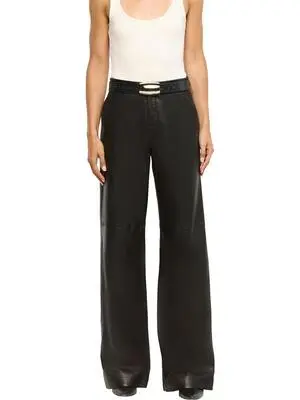L'Agence Livvy Leather Trouser - Black