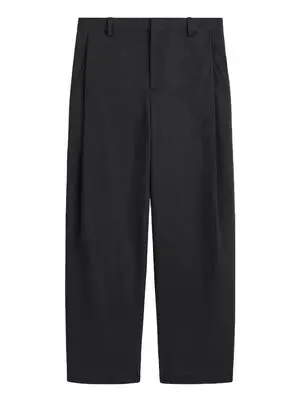 Cos Pleated Cotton Relaxed-fit Wide-leg Pants - Black