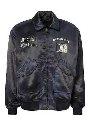 DUKE + DEXTER Embroidered Woven Bomber Jacket - Black