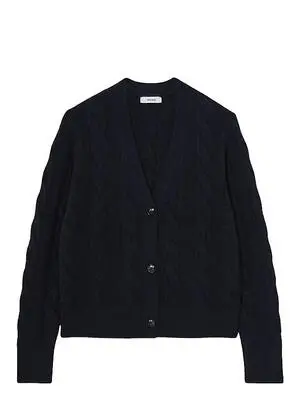 REISS Elloean Cashmere And Wool Cable-knit Cardigan - Navy