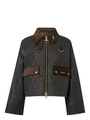 Barbour Barbour Quilted Waxed-Cotton Jacket With Tartan Detail Olive/classic