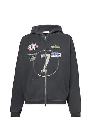 DUKE + DEXTER Dr4 Eat Dirt Washed Embroidered Cotton Hoody - Black