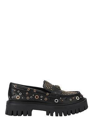 Kurt Geiger Leather Embellished Chunky Loafers - Black
