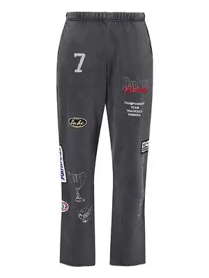 DUKE + DEXTER Dr4 Embroidered Washed Cotton Jogging Bottoms - Black