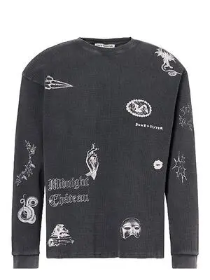 DUKE + DEXTER Mc Sketch Washed Printed Cotton Top - Grey