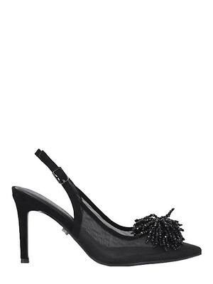 Carvela Carvela Lucia Woven Sling-Back Courts With Embellishment Black
