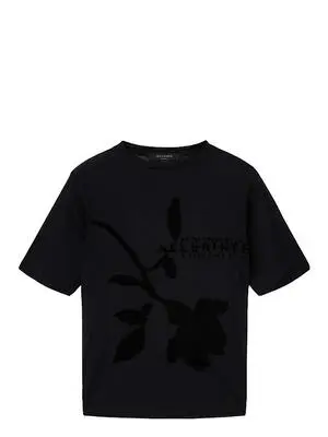 ALLSAINTS Sheer Graphic-print Woven T-shirt - Black