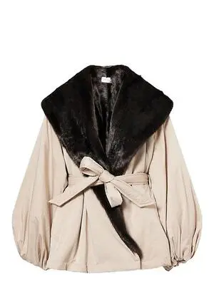 MAGDA BUTRYM Magda Butrym Soft-Shell Jacket With Puffed Sleeves And Fur Trim
