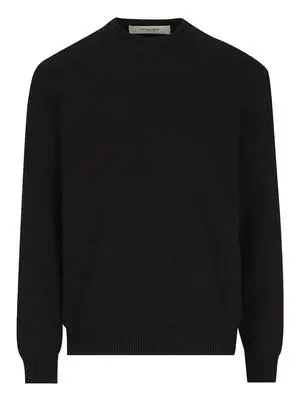GOLDEN GOOSE Ribbed Crew Neck Sweater With Back Logo Patch - Black