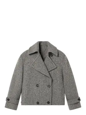 GOLDEN GOOSE Short Coat With Sequins And Embroidery - Grey