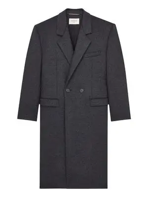 Saint Laurent Brushed Wool Double-faced Coat - Grey