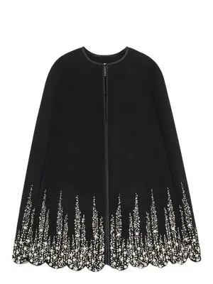 Valentino Garavani Embroidered Draped Cape - Black