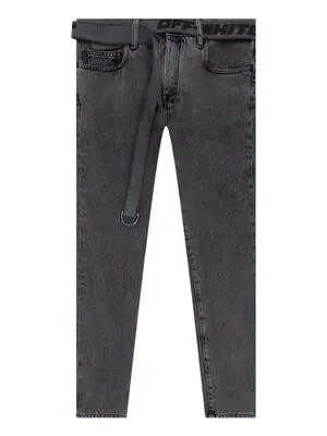 Off-White Off-White Straight Leg Jeans With Belt Detail Grey