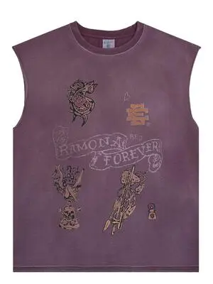 ERIC EMANUEL Ee Tattoo Cutoff Tee - Purple