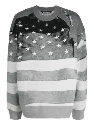 Palm Angels Jacquard Flag Pullover - Grey
