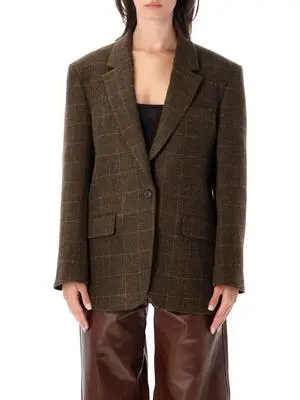 RÓHE Plaid Wool Blazer - Moss Check