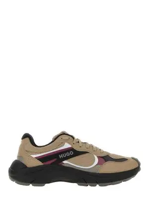 Hugo Canvas And Leather Lace-up Sneakers - Multicoloured