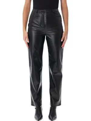 Loulou De Saison LOULOU DE SAISON High-Waisted Straight-Leg Leather Trousers Nero