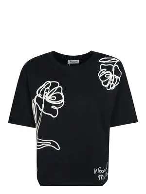 Max Mara Max Mara Embroidered Flower T-shirt Nero