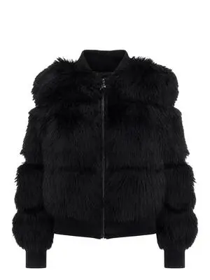 Patrizia Pepe Faux Fur Zip-up Jacket - Nero