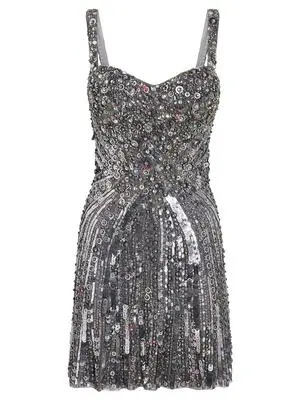 Jenny Packham Embellished Jupiter Mini Dress - Silver