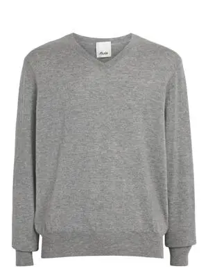 ALLUDE Cashmere V-neck Sweater - Grey