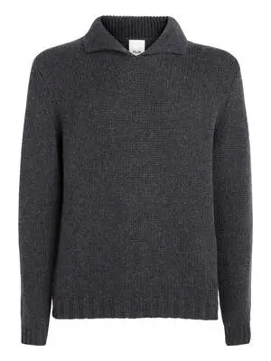 ALLUDE Cashmere Collared Sweater - Grey