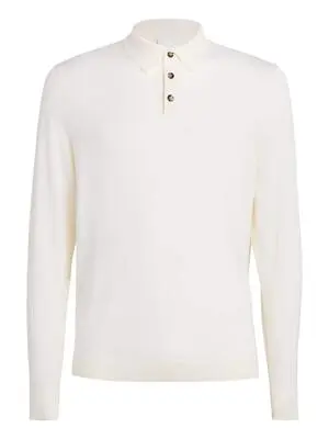 ALLUDE Allude Virgin Wool Open-Collar Polo Sweater