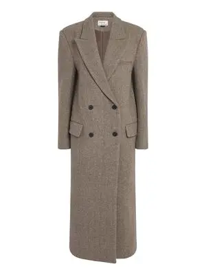 Source Unknown Wool Double-breasted Long Coat - Beige