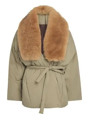 Source Unknown Down Faux-fur-trim Egizio Puffer Jacket - Green
