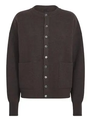 BIRROT Merino Wool Cardigan With Patch Pockets - Brown