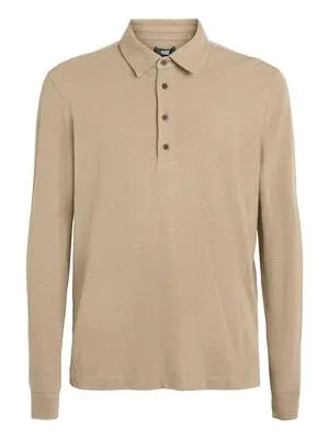 Paige Cotton Ballard Long-sleeve Polo Shirt Brown