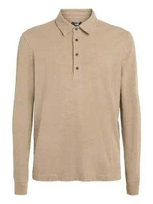 Paige Cotton Ballard Long-sleeve Polo Shirt - Brown