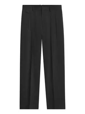 BOSS By Beckham Relaxed-fit Wool Pants With Double Pleats - Grey