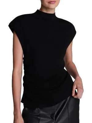 KENNETH COLE Asymmetrical Mock Neck Sleeveless Sweater - Black