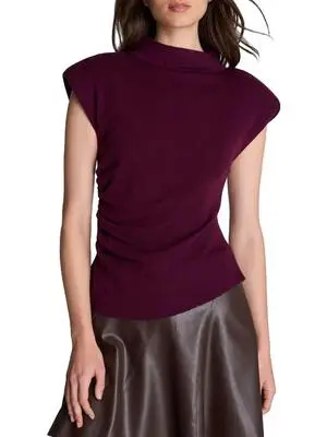 KENNETH COLE Asymmetrical Mock Neck Sleeveless Sweater - Sugar Beet