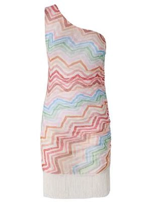 Missoni One-shoulder Short Cover-up With Zig Zag Print - Pink