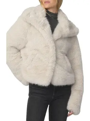 Joe's Jeans Faux Fur Coat With Oversized Collar - Stone