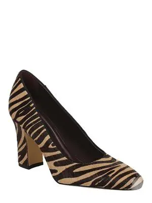 Franco Sarto Franco Sarto Junia Zebra Print Block Heel Pumps Camel Multi