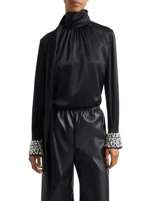 TOCCIN Veronica Embellished Cuff Blouse - Jet