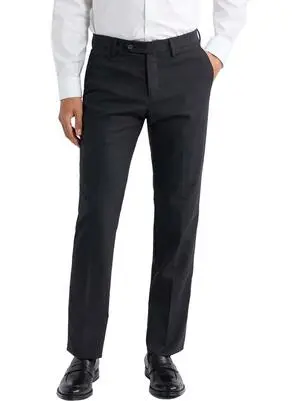 Berle Flat Front Tropical Weight Stretch Wool Dress Pants - Charcoal