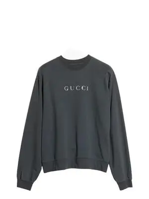 Gucci Cotton Jersey Sweatshirt With Glitter Print - Grey