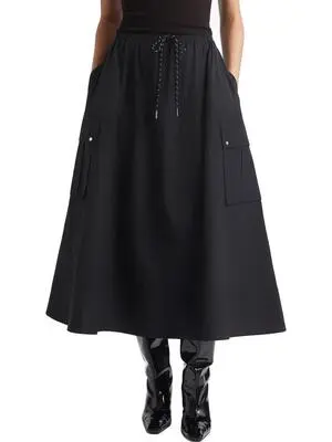 TOCCIN Elodie Drawstring Cargo Midi Skirt - Jet