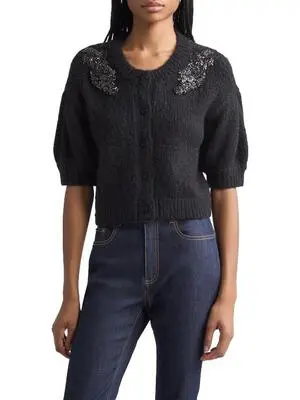 Cinq À Sept Millicent Crystal Embellished Cardigan - Black