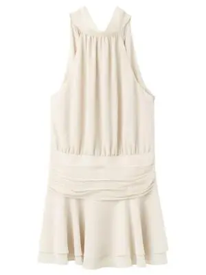 Mango Pleated Detail Sleeveless Mini Dress - Ecru