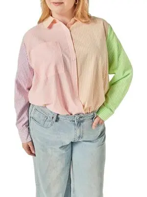 English Factory Striped Color Block Button-up Shirt - Multi