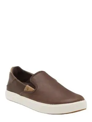 Olukai Lae'ahi 'ili Leather Slip-on Sneakers - Dark Java/dark Java