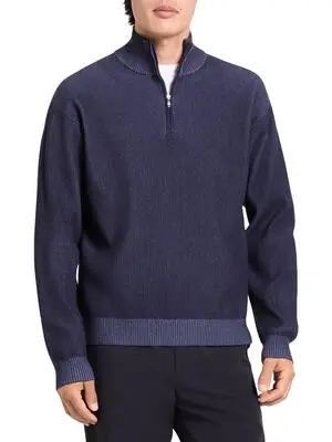 Theory Lightweight Performance Quarter Zip Sweater - Baltic