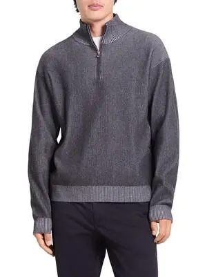 Theory Lightweight Performance Quarter Zip Sweater - Charcoal